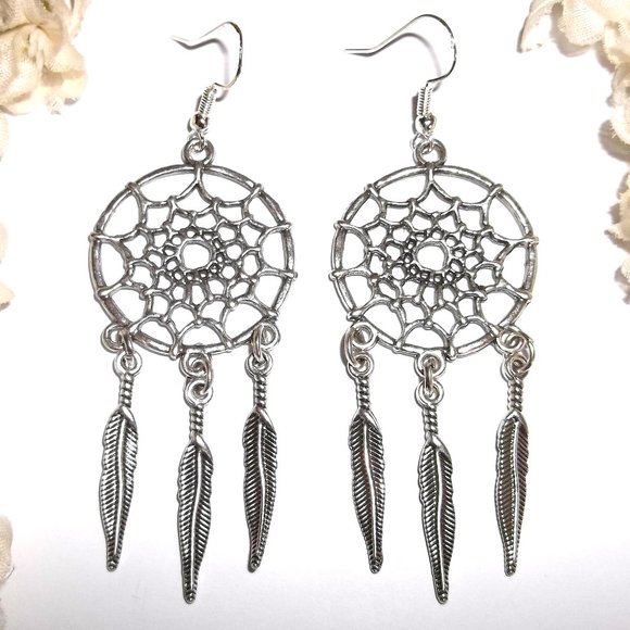 wvluckygirl | Jewelry | Earrings Silver Dreamcatcher Feather ...